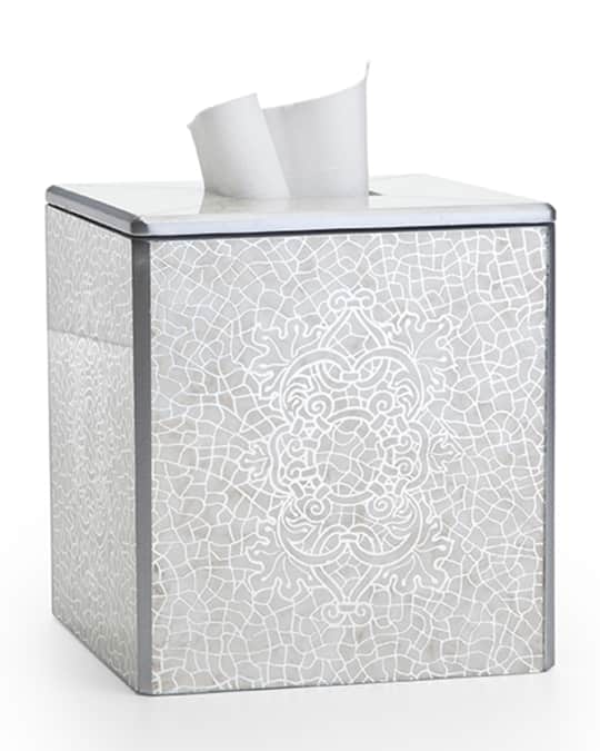 Labrazel Miraflores Tissue Box Cover, Silver | Neiman Marcus