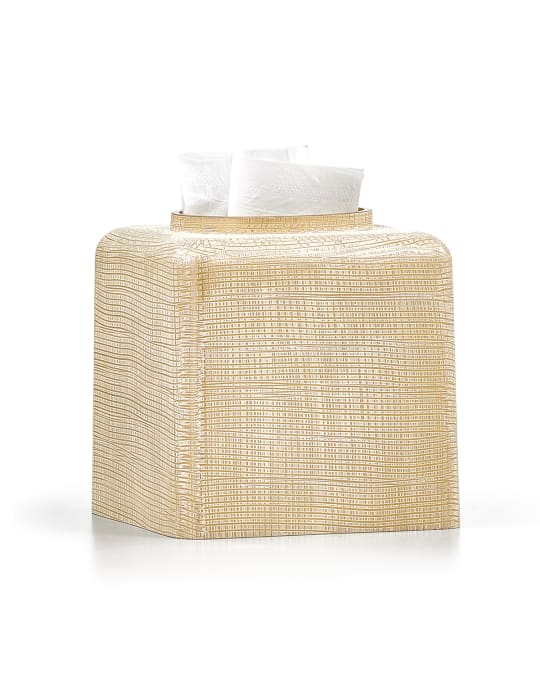 Labrazel Woven Tissue Box Cover, Gold | Neiman Marcus