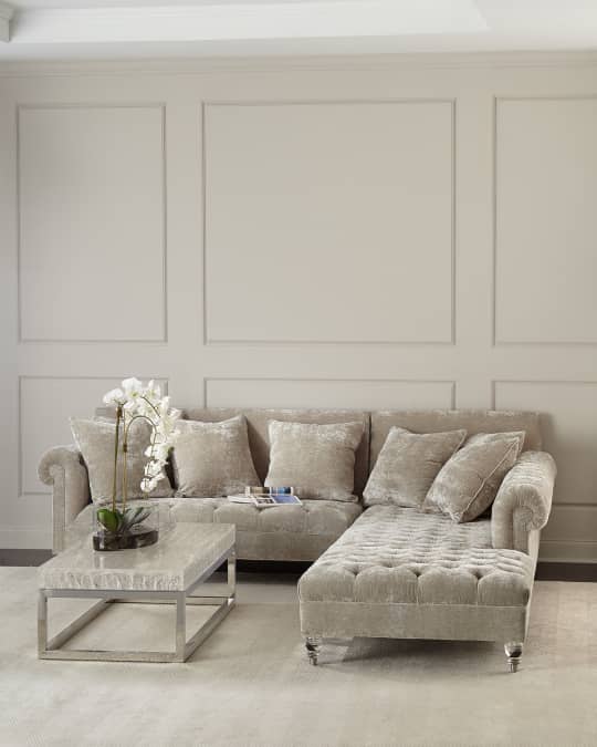 Haute House Divine Crushed Velvet Right-Chaise Sectional | Neiman Marcus