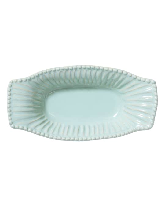 Vietri Incanto Stone Stripe Small Au Gratin, Aqua | Neiman Marcus