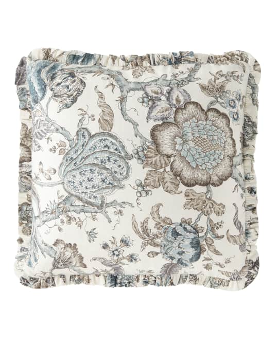 25 Mackenzie Lane Floral-Print Pillow with Mini Ruffle Flange | Neiman ...