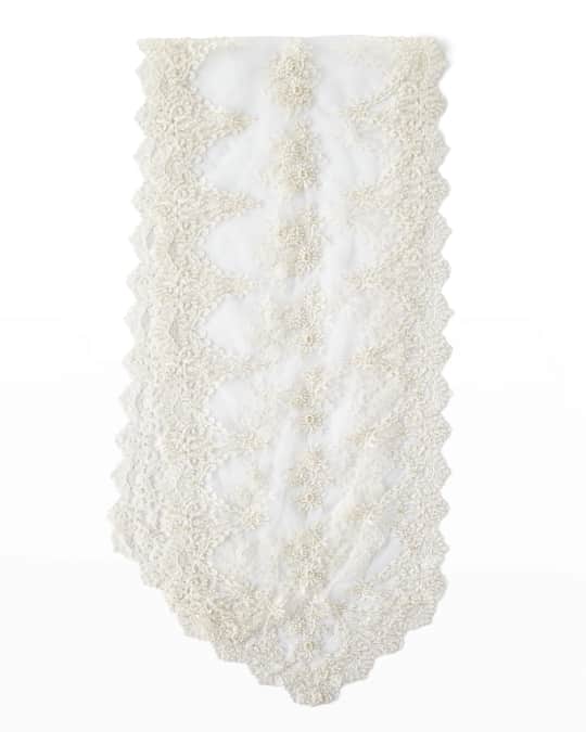Nomi K Lace and Pearl Embroidered Table Runner | Neiman Marcus