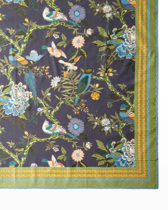 Handprint Bird Graphite Tablecloth, 72" x 108" | Neiman Marcus