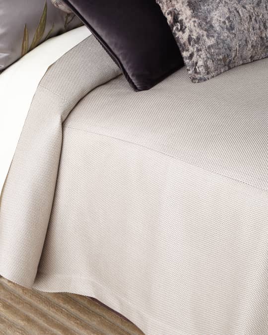Fino Lino Linen & Lace Trackstar Silver Queen Coverlet | Neiman Marcus