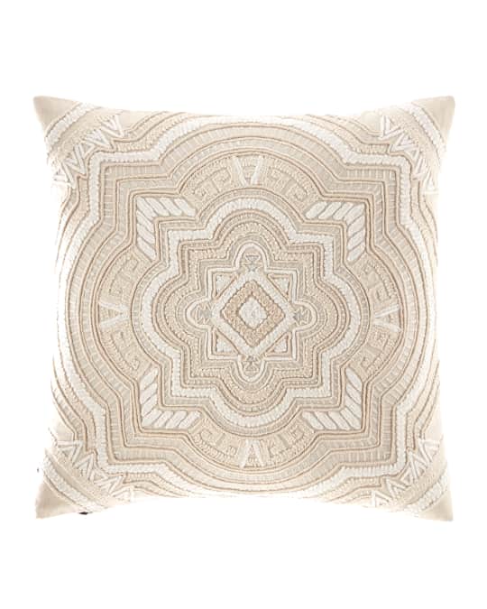Callisto Home Multi Cord Embroidered Linen Pillow | Neiman Marcus