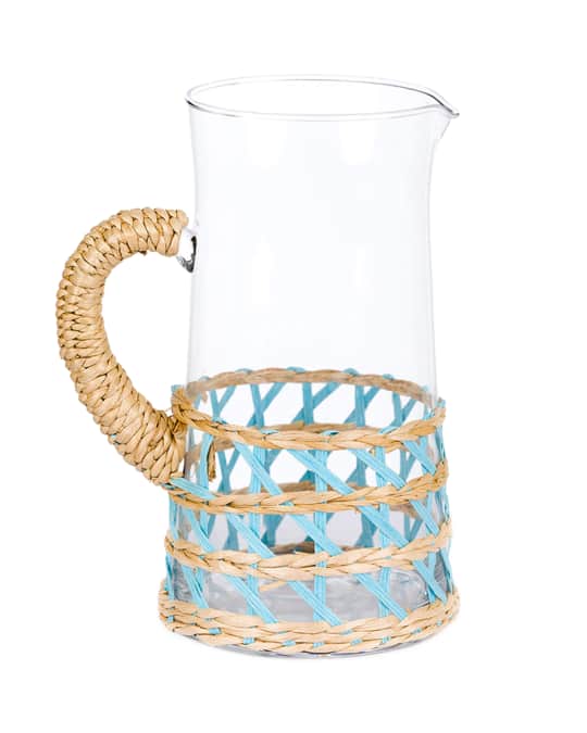 Amanda Lindroth Large Light Blue Seagrass Wrapped Pitcher | Neiman Marcus