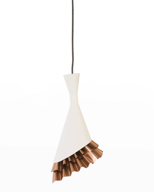 Phillips Collection Ruffle Pendant, White/Copper | Neiman Marcus