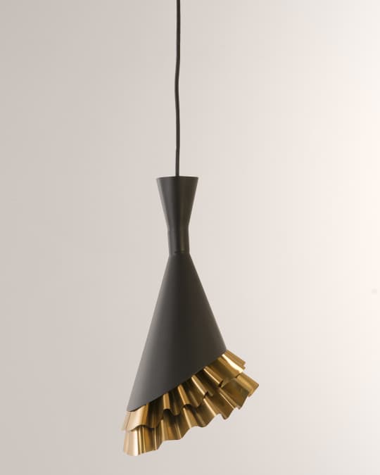 Phillips Collection Ruffle Pendant, Black/Brass | Neiman Marcus