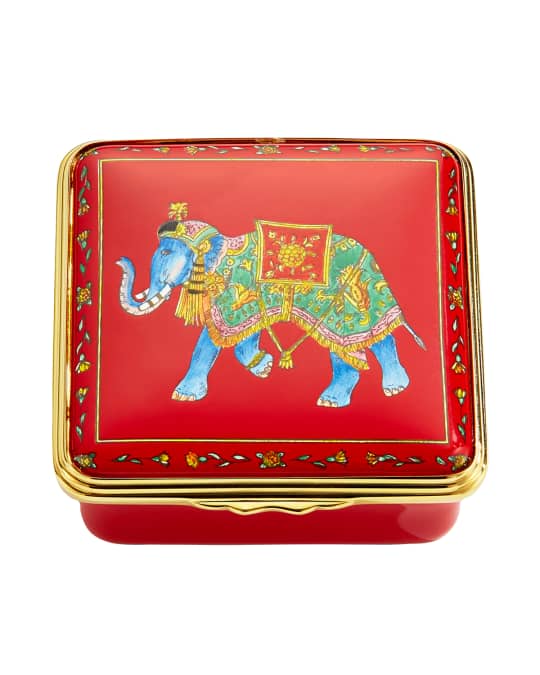 Halcyon Days Ceremonial Indian Elephant Enamel Box | Neiman Marcus