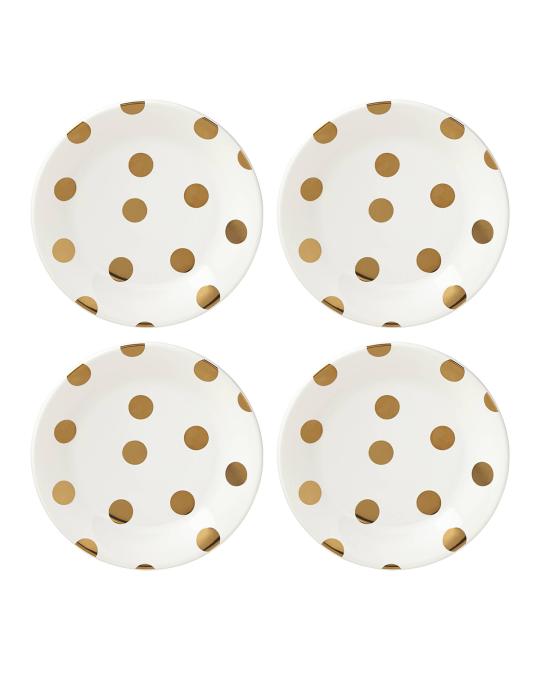 kate spade new york deco dot gold salad plates, set of 4 | Neiman Marcus