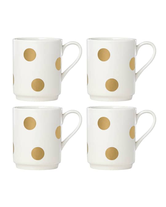 kate spade new york deco dot gold mugs, set of 4 | Neiman Marcus