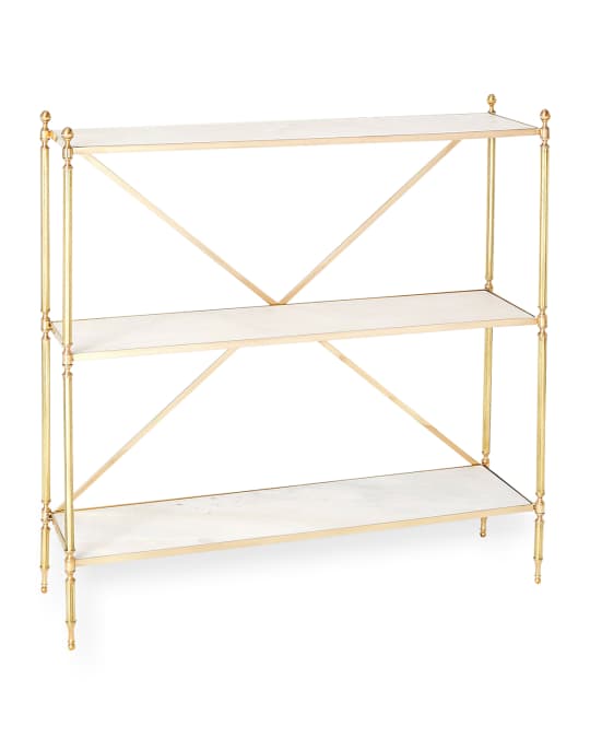 William D. Scott for Global Views Acorn Brass Open Shelf Console ...