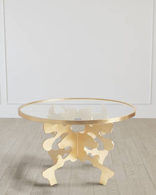 William D. Scott for Global Views Ink Blot Gold Leaf 48" Dining Table ...