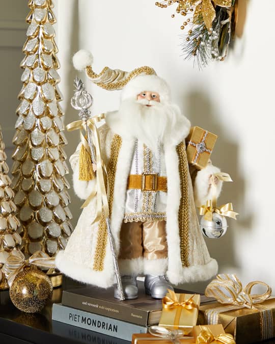 Exclusive 20" Gold/Silver Decorative Santa | Neiman Marcus