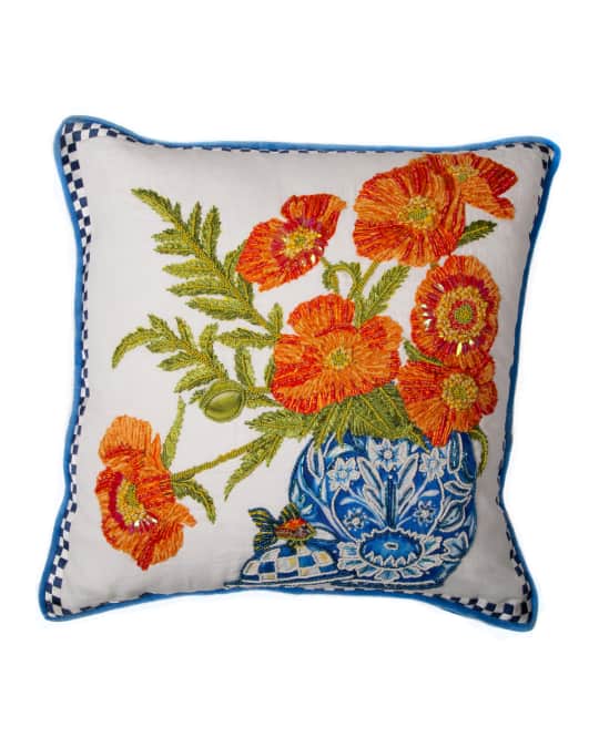 MacKenzie-Childs Ming Poppies Pillow | Neiman Marcus