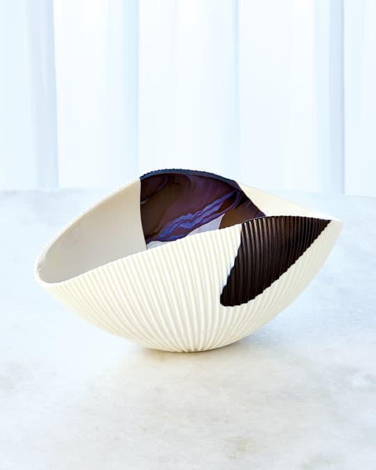 Global Views Large Folded Bowl, Beige/Brown | Neiman Marcus
