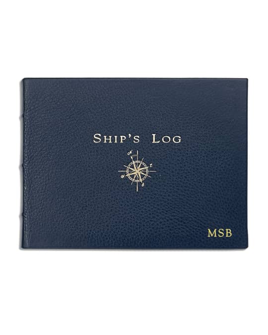 Graphic Image Ship's Log Leather Bound Book, Personalized | Neiman Marcus