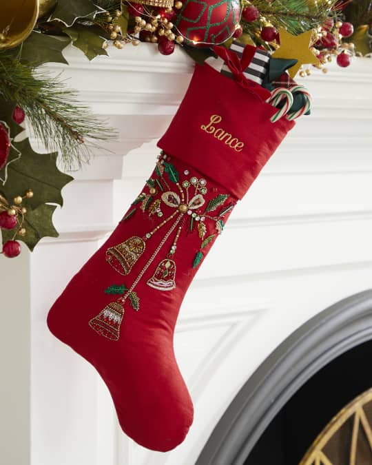 Neiman Marcus Classic Christmas Scroll Leaf Stocking | Neiman Marcus