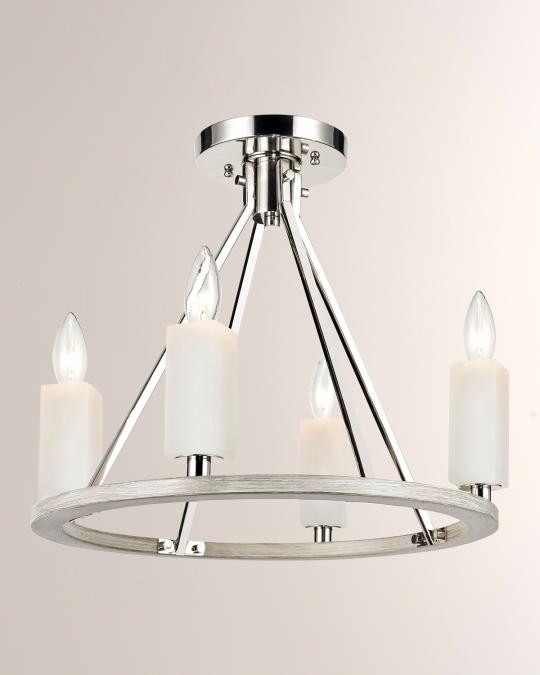White Stone 4-Light Semi Flush Mount Chandelier | Neiman Marcus