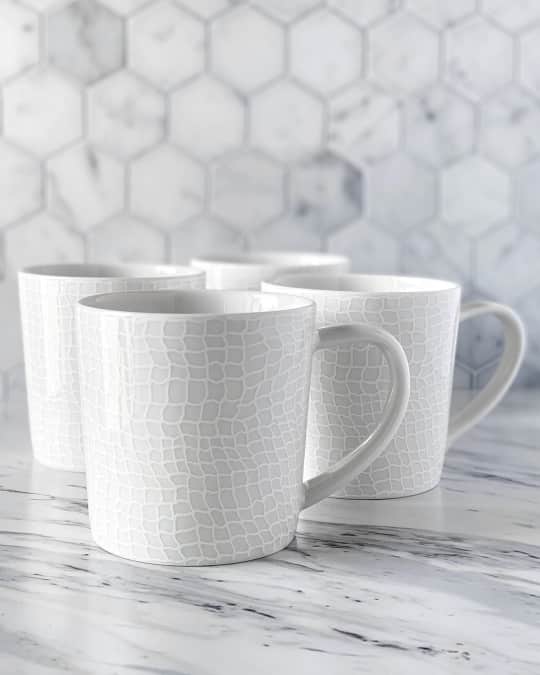 Caskata Catch White Wide Mugs, Set of 4 | Neiman Marcus