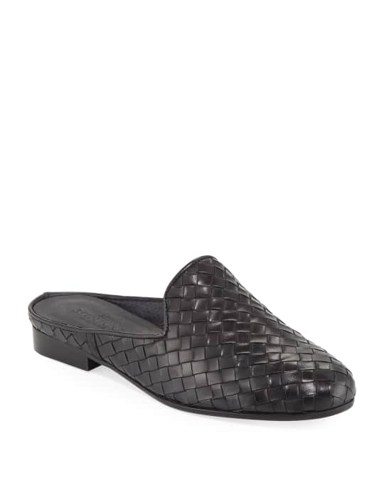 Sesto Meucci Nixie Woven Calf Slide Mule, Black | Neiman Marcus