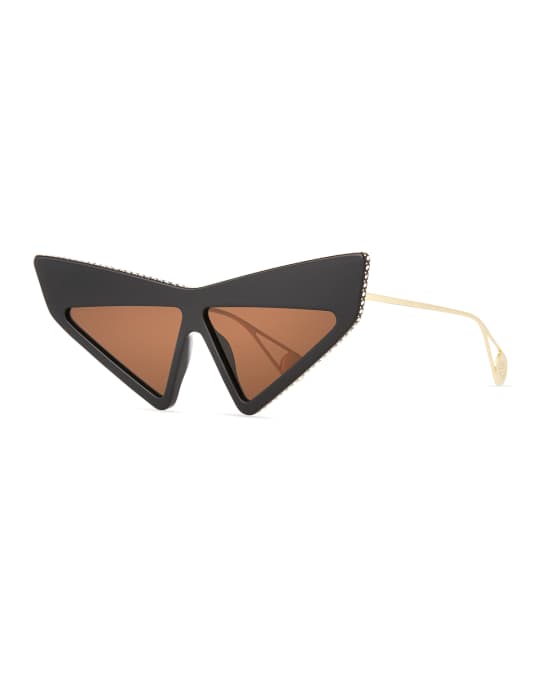Gucci Crystal Studded Acetate Mask Cat-Eye Sunglasses | Neiman Marcus