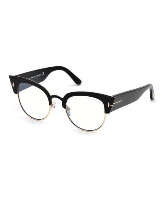 TOM FORD Alexandra Cat-Eye Metal & Acetate Optical Frames | Neiman Marcus