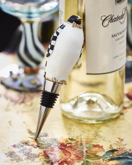 MacKenzie-Childs Courtly Check Penguin Bottle Stopper | Neiman Marcus