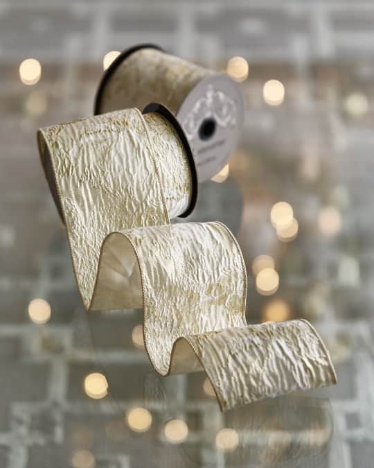 D. Stevens Ivory and Gold Jacquard Ribbon | Neiman Marcus