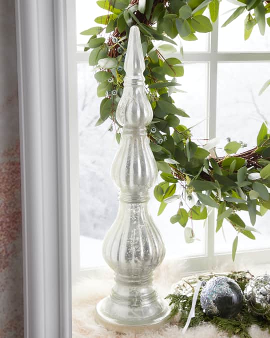 20" Mercury Glass Finial Decoration | Neiman Marcus