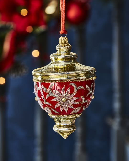 Red Opal Vase Flowers Finial Christmas Ornament | Neiman Marcus
