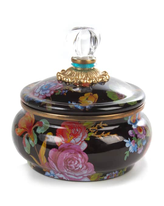 MacKenzie-Childs Flower Market Black Squashed Pot | Neiman Marcus