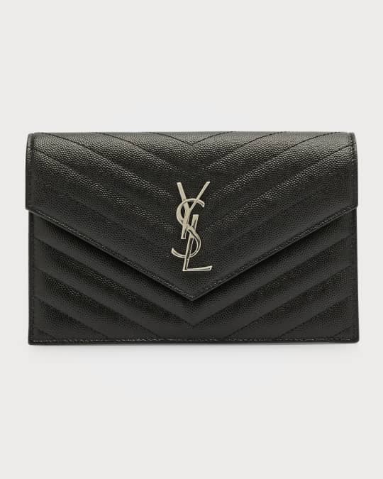 Saint Laurent YSL Monogram Small Wallet on Chain in Grained Leather ...