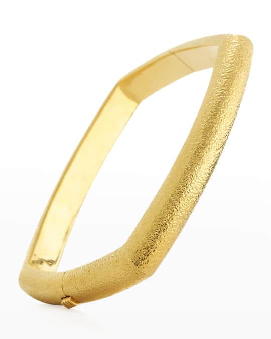David Webb 18k Rectangle Hammered Bangle | Neiman Marcus