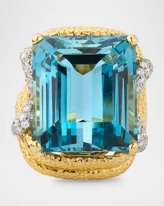 NM Estate Estate 18K Yellow Gold Aquamarine & Diamond Ring | Neiman Marcus