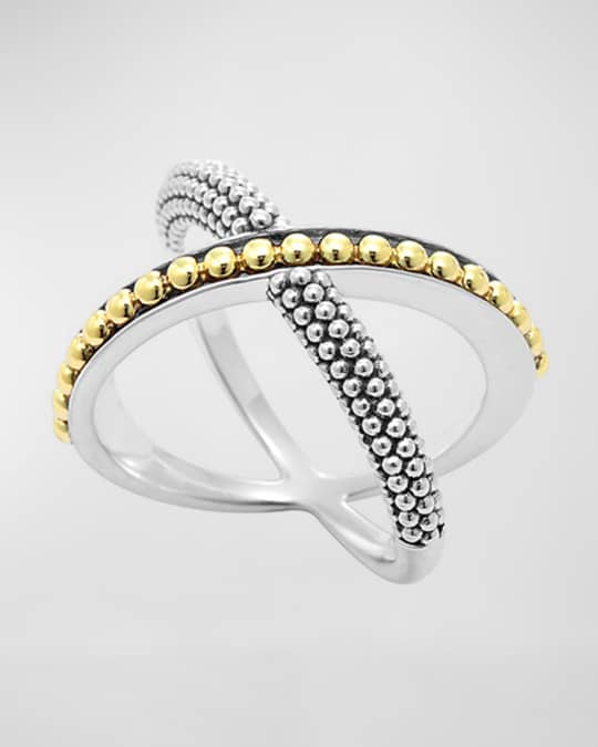 LAGOS Sterling Silver & 18k Infinity Crossover Ring | Neiman Marcus
