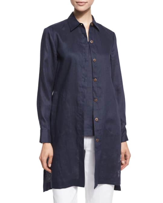 Go Silk Long-Sleeve Linen Duster, Petite | Neiman Marcus