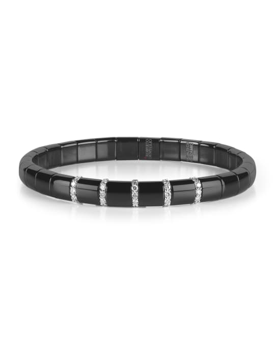 Roberto Demeglio Pura Matte Black Ceramic & 18K White Gold Five-Row Bracelet with Diamonds, 0.36 ...