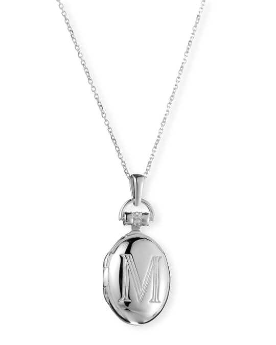Monica Rich Kosann Petite Sterling Silver Initial "M" Locket Necklace ...