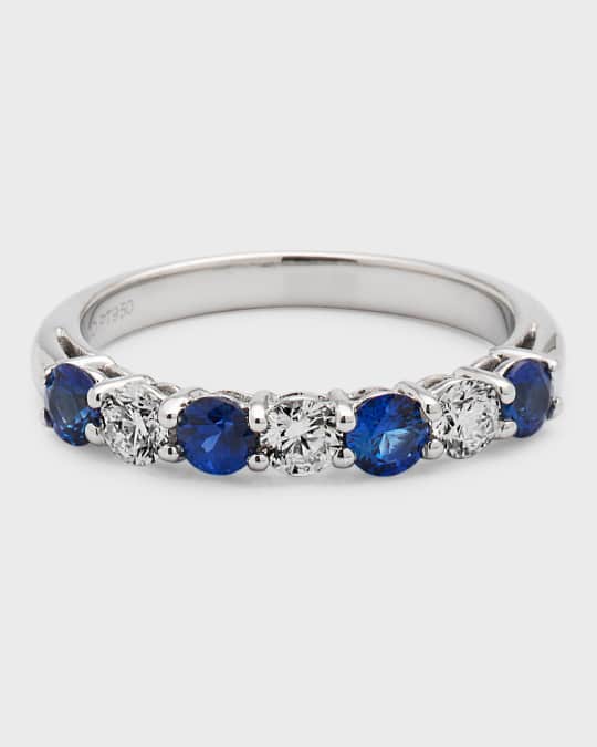 Neiman Marcus Diamonds Platinum Blue Sapphire/Diamond Ring, Size 7, 1 ...