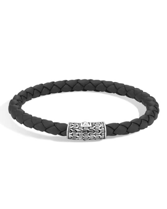John Hardy Classic Chain Silver Round Woven Bracelet on Leather Cord ...