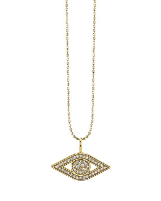 Sydney Evan Small Pave Diamond Pure Evil Eye Necklace | Neiman Marcus