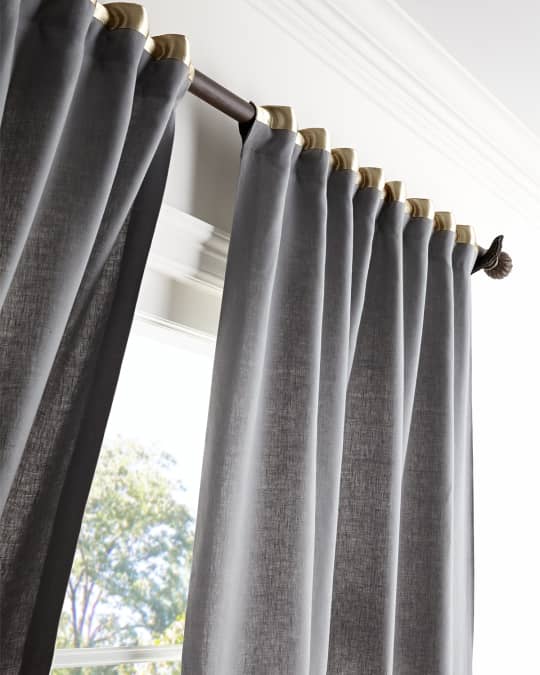 Home Silks Each 52"W x 96"L Hudson Metallic-Band Curtain | Neiman Marcus