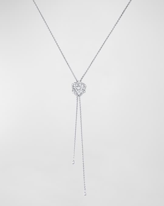 PIAGET 18K White Gold & Diamond Rose Lariat Necklace | Neiman Marcus