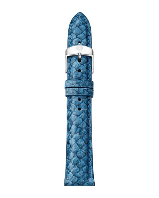 MICHELE 18mm Fish Skin Watch Strap, Blue | Neiman Marcus