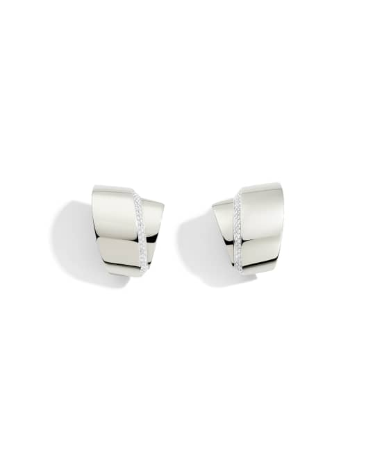 Vhernier Tourbillon 18k White Gold Diamond-Trim Earrings | Neiman Marcus