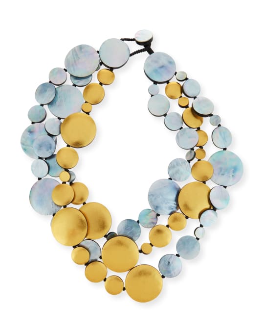 Viktoria Hayman Triple-Strand Two-Tone Disc Necklace | Neiman Marcus