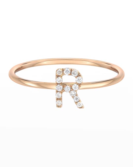 Zoe Lev Jewelry Personalized Diamond Initial Ring in 14K Yellow Gold | Neiman Marcus
