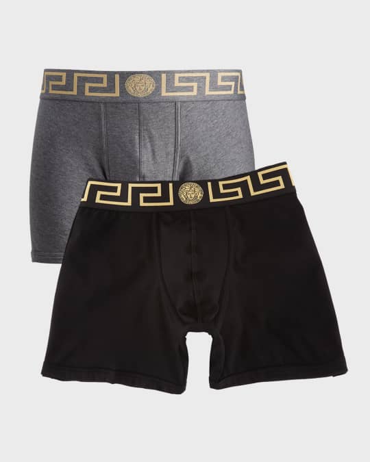 Versace Two-Pack Greca Border Long Boxer Trunks | Neiman Marcus