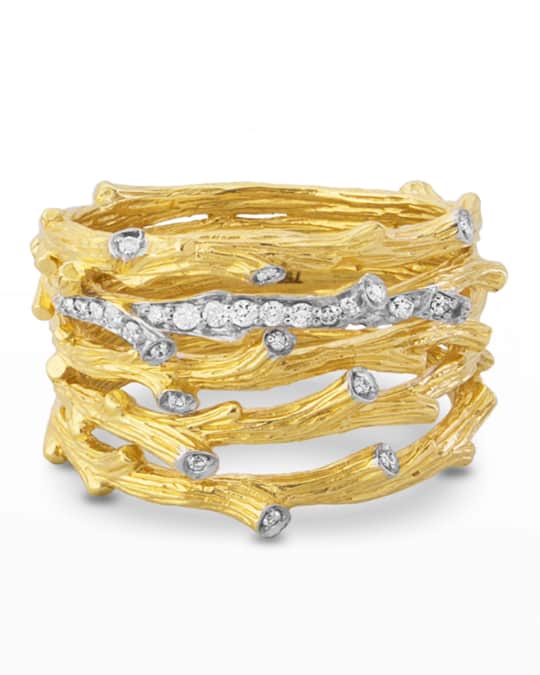 Michael Aram 18k Enchanted Forest Multi-Row Ring w/ Diamonds, Size 7 | Neiman Marcus
